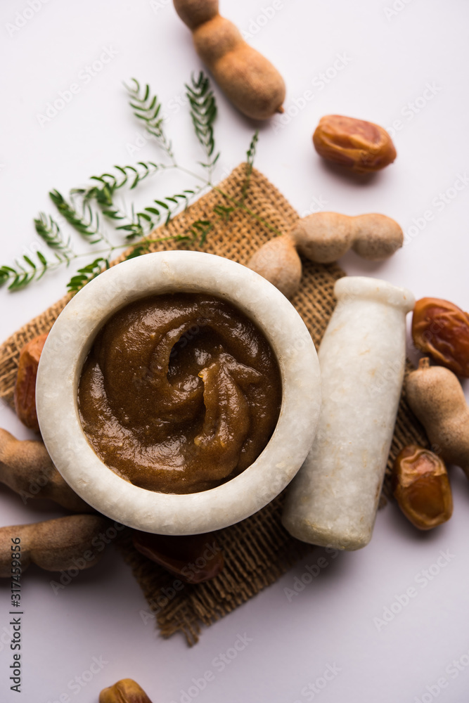 Dates Tamarind Chutney - Khajoor crushed to paste and mixed with Imli ...