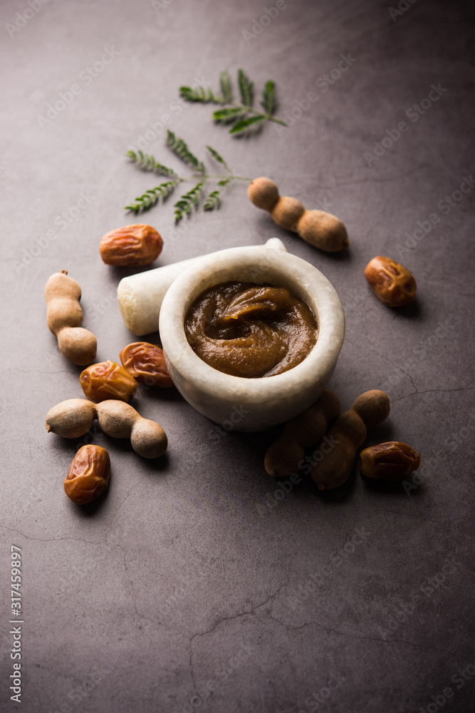 Dates Tamarind Chutney - Khajoor crushed to paste and mixed with Imli ...