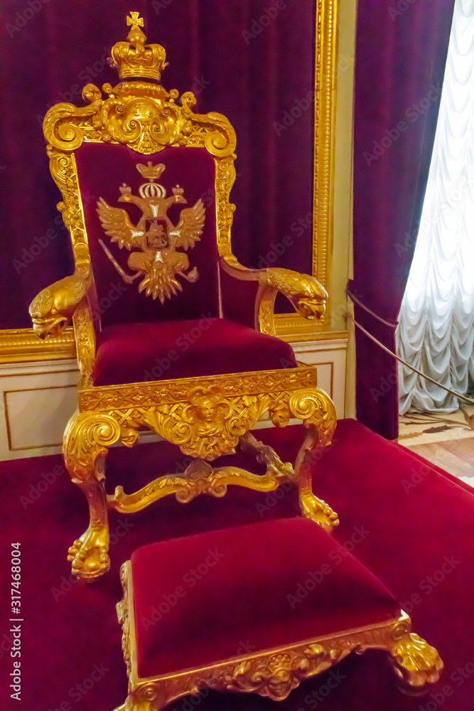 Throne of russian emperor Paul the First in Big Gatchina Palace, Russia ...
