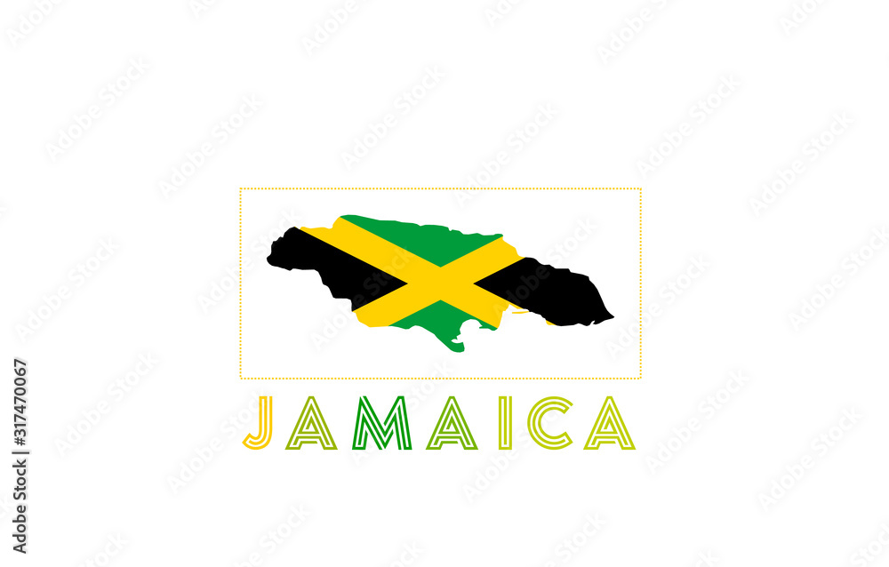 Jamaica Logo. Map of Jamaica with country name and flag. Elegant vector ...