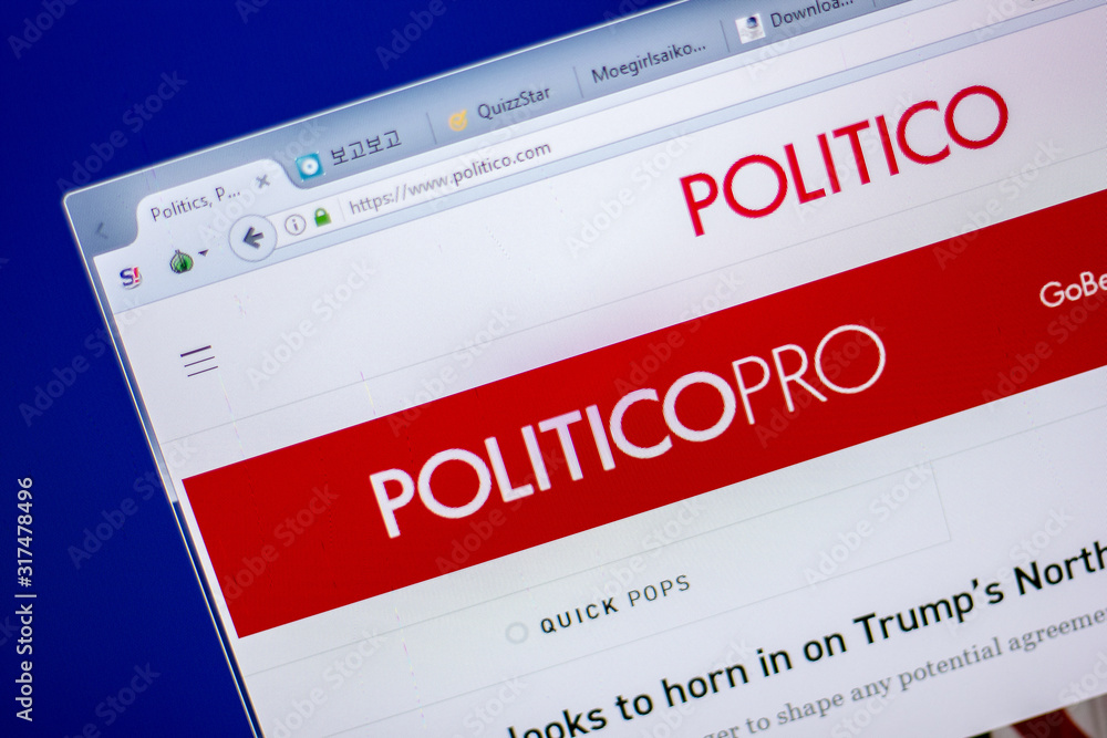 Ryazan, Russia - June 05, 2018: Homepage of Politico website on the ...