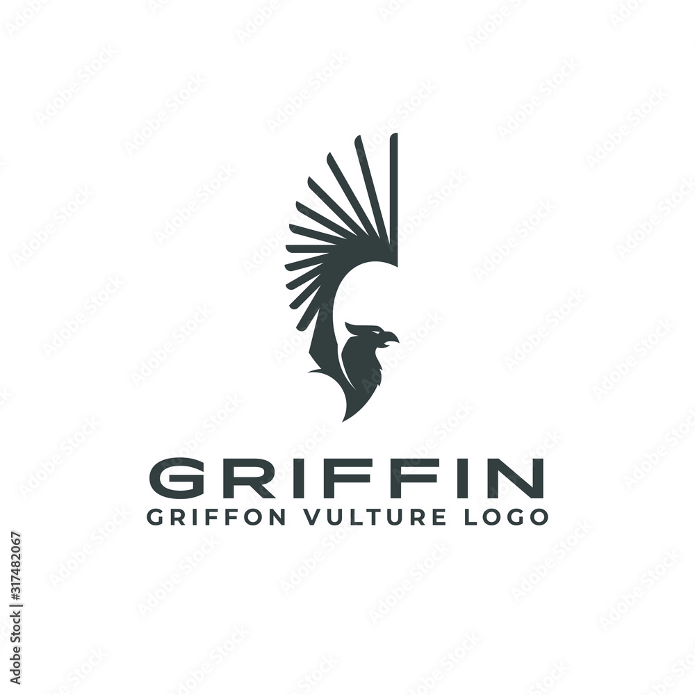 Griffin logo mascot animal fantasy eagle lion medieval wings beast ...