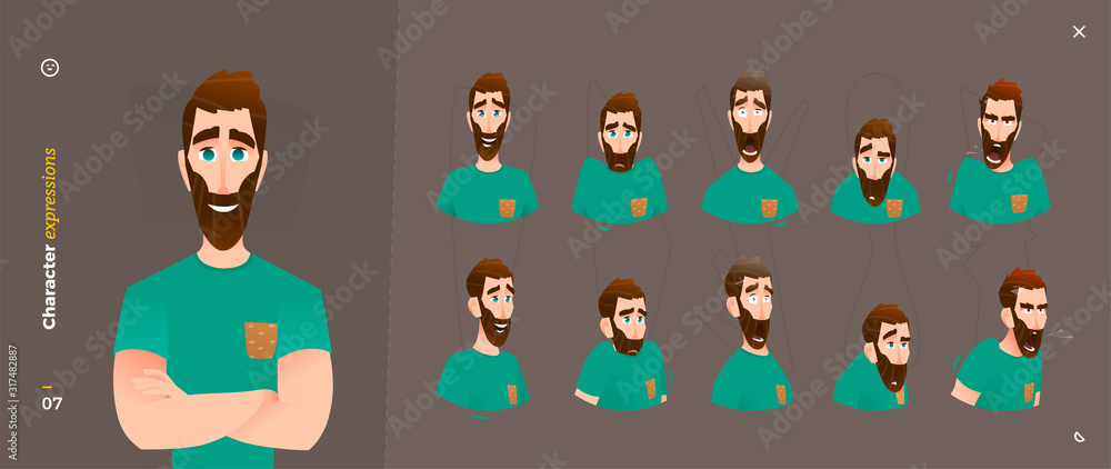 Man Cartoon Character Expressions Stock Vector | Adobe Stock
