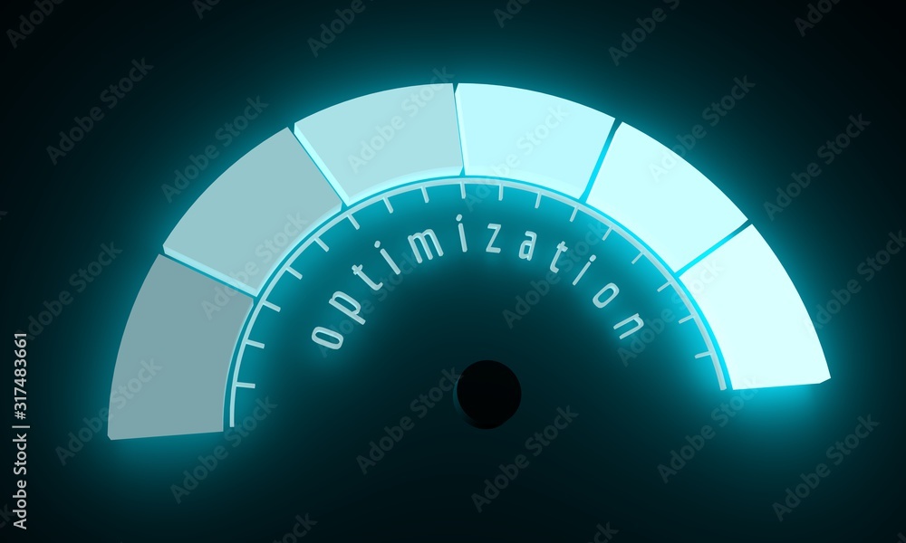 ภาพประกอบสต็อก Neon shine scale. Optimization level measuring device ...