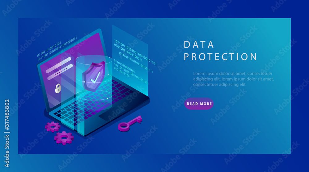Isometric Protection Network Security And Safe Data Concept Landing Page Design Templates Of