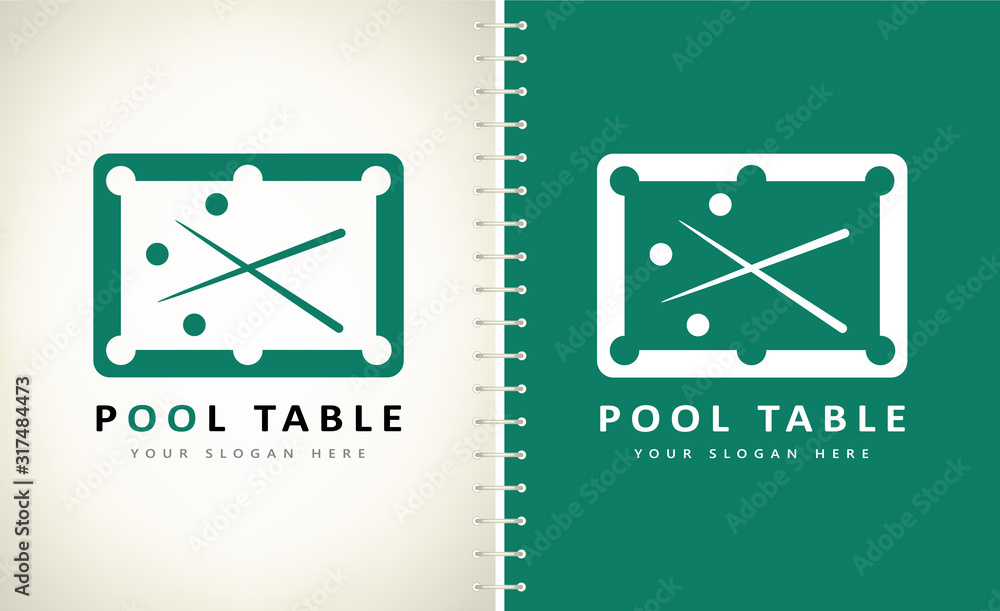billiard table, cue and billiard balls logo vector Stock Vector | Adobe ...