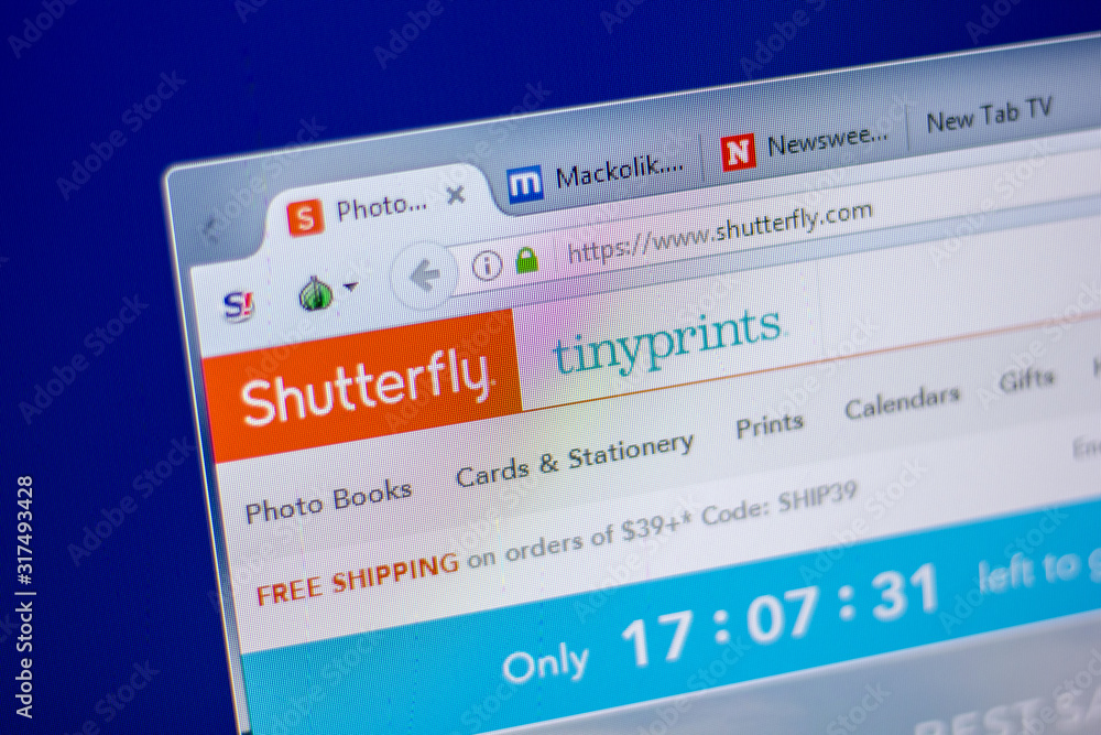 Ryazan, Russia - June 05, 2018: Homepage of Shutterfly website on the ...