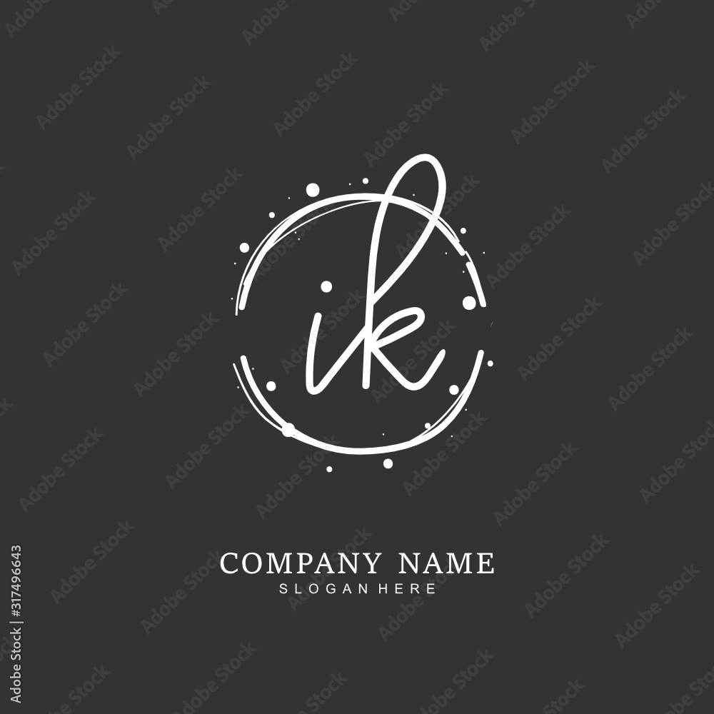 Handwritten initial letter I K IK for identity and logo. Vector logo ...