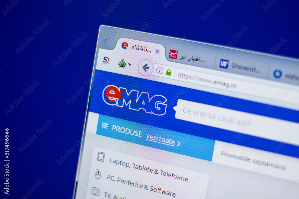 Ryazan, Russia - June 16, 2018: Homepage of eMag website on the display ...