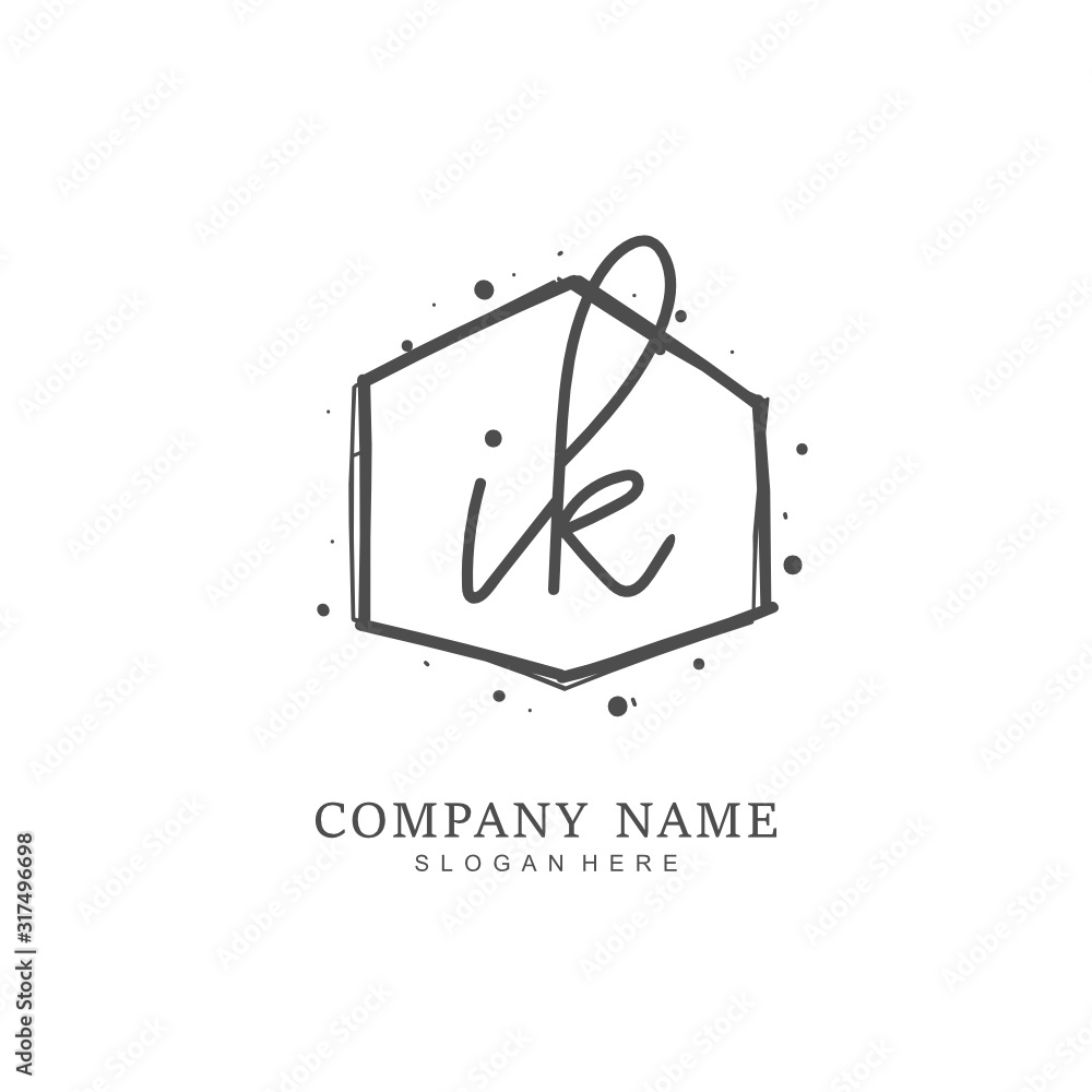 Handwritten initial letter I K IK for identity and logo. Vector logo ...