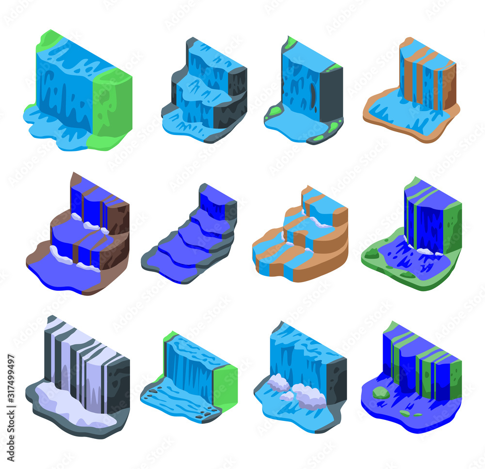 Cascade icons set. Isometric set of cascade vector icons for web design ...