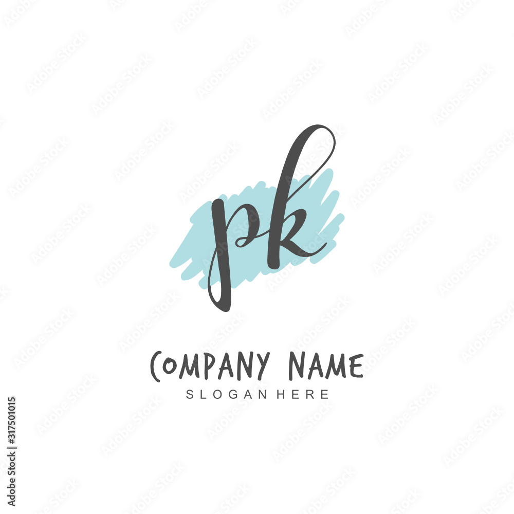 Handwritten initial letter P K PK for identity and logo. Vector logo ...