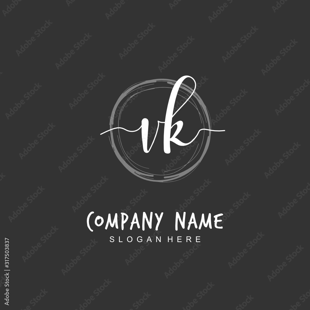 Handwritten initial letter V K VK for identity and logo. Vector logo ...
