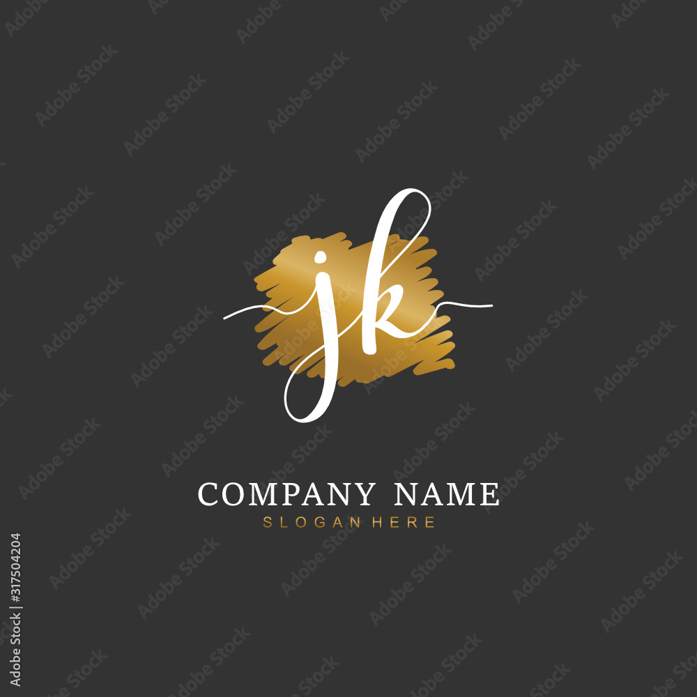 Handwritten initial letter J K JK for identity and logo. Vector logo ...