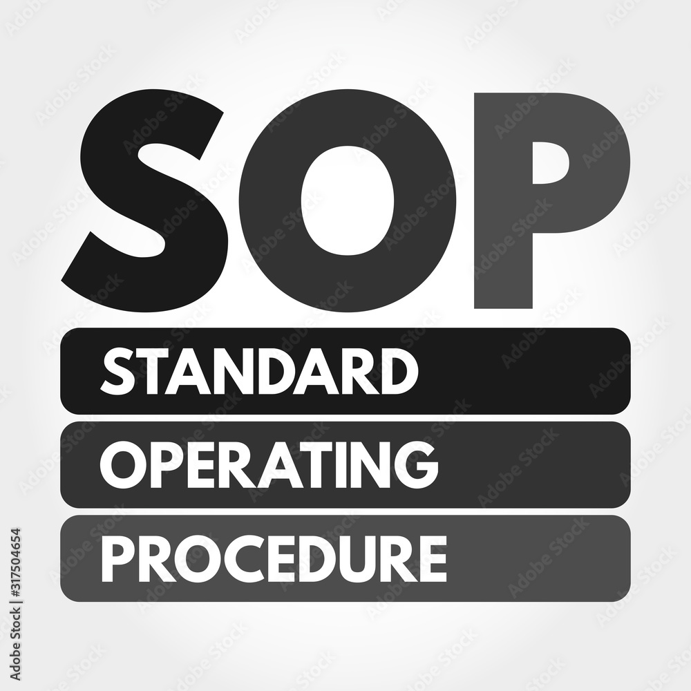 SOP - Standard Operating Procedure acronym, business concept background ...