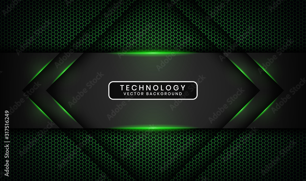 Abstract 3D black rhomb techno background overlap layers on dark space ...