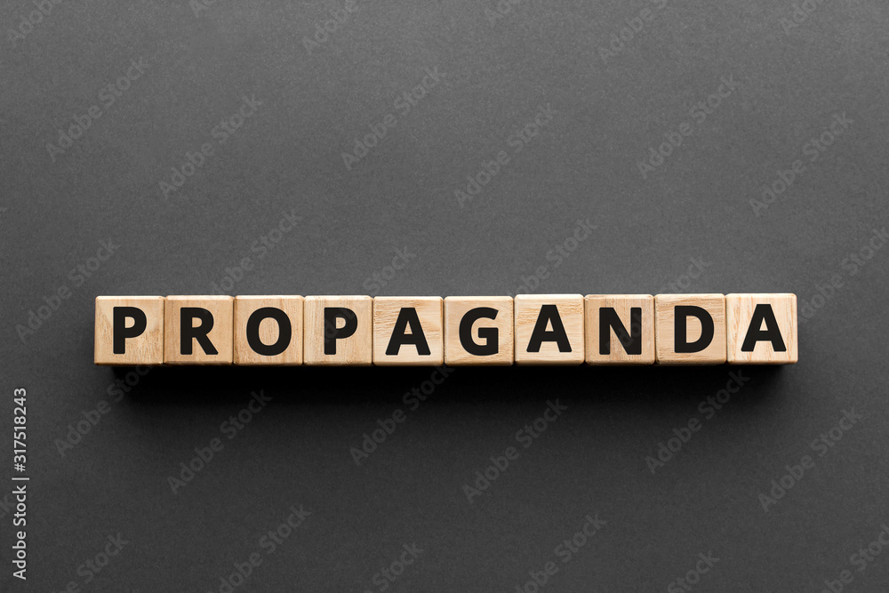 Propaganda - words from wooden blocks with letters, information or ...