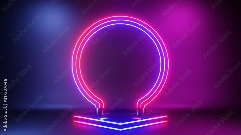 Neon background. Purple and blue neon background appears and disappears ...
