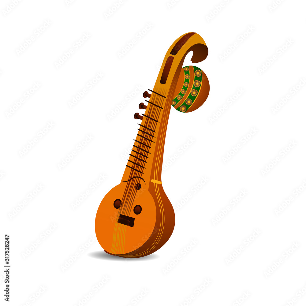 Ancient musical instruments Veena_Vector illustration. Stock Vector ...