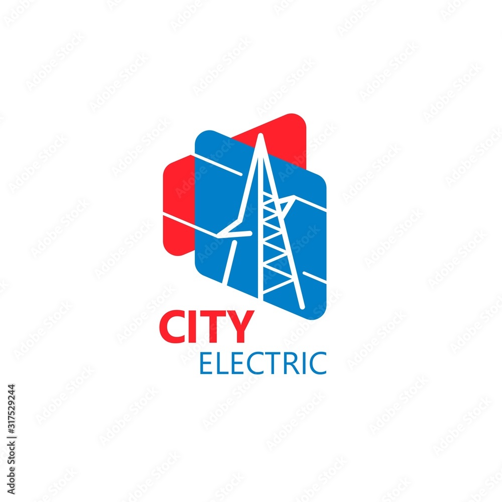 City Electric logo. High voltage pole lines elements. Stock Vector ...