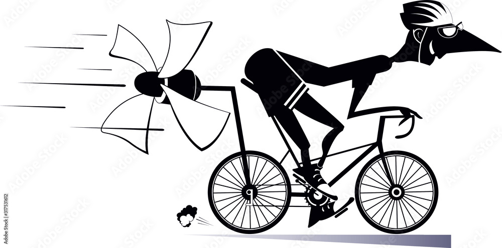 Cartoon man rides a bike isolated illustration. Smiling man in helmet ...