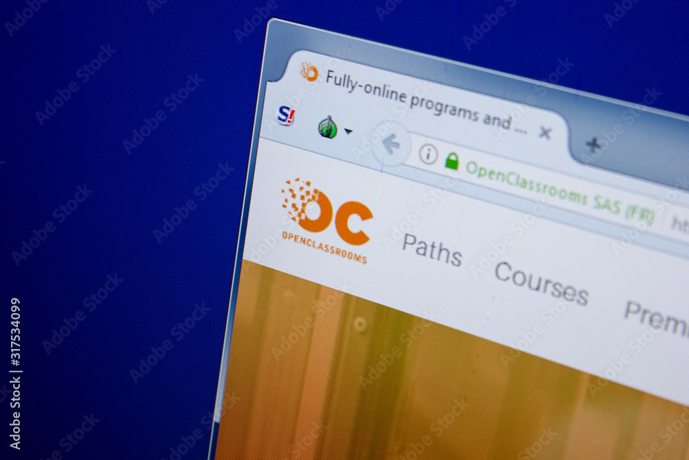 Ryazan, Russia - June 26, 2018: Homepage of OpenClassrooms website on ...