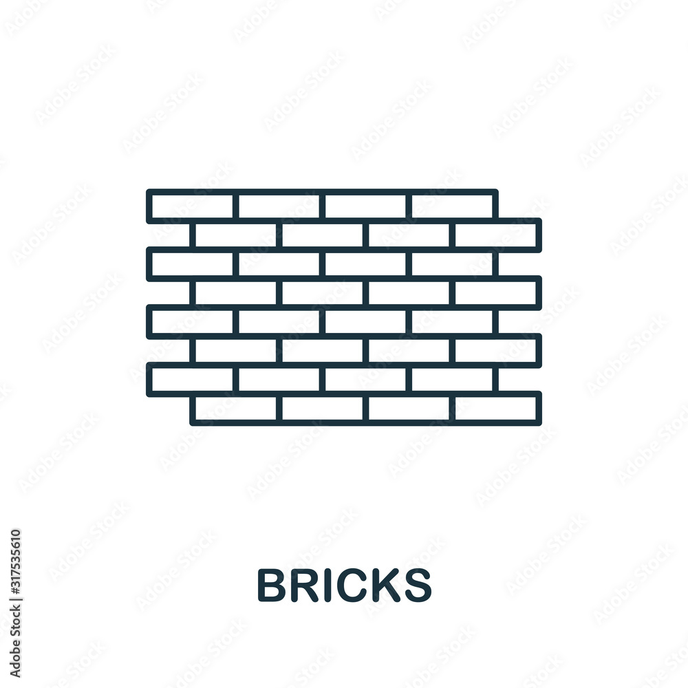 Bricks line icon. Thin style element from construction tools icons ...
