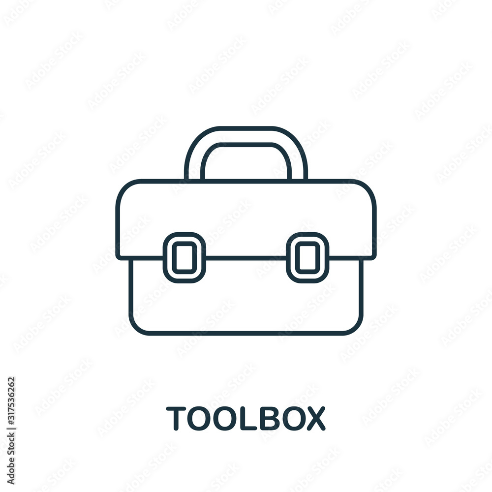 Toolbox line icon. Thin style element from construction tools icons ...