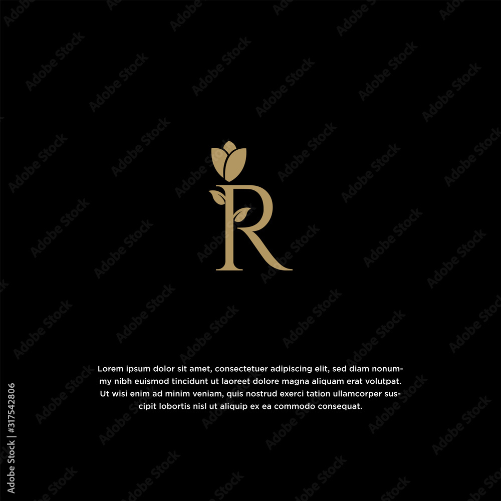 Letter R Rose flower logo design template vector illustration Stock ...