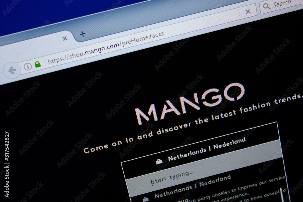 Ryazan, Russia - June 26, 2018: Homepage of Mango website on the ...