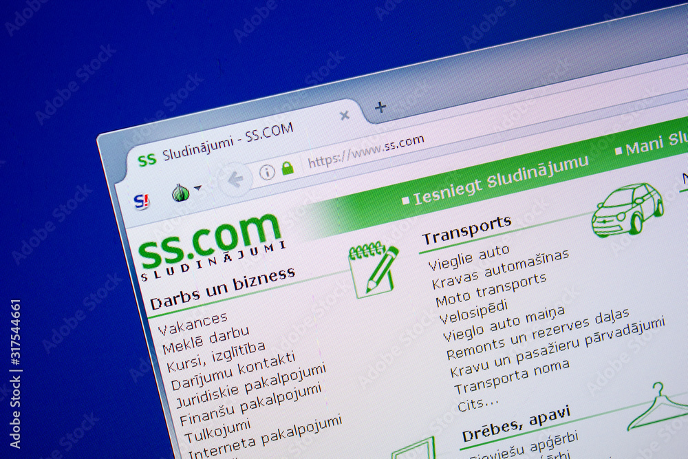 Ryazan, Russia - June 26, 2018: Homepage of SS website on the display ...