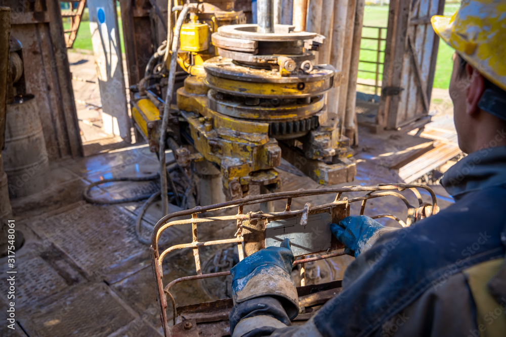 Offshore oil rig worker prepare tool and equipment for perforation oil ...