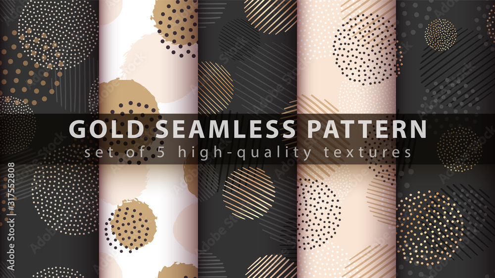 Gold, glitter - set seamless pattern Stock Vector | Adobe Stock