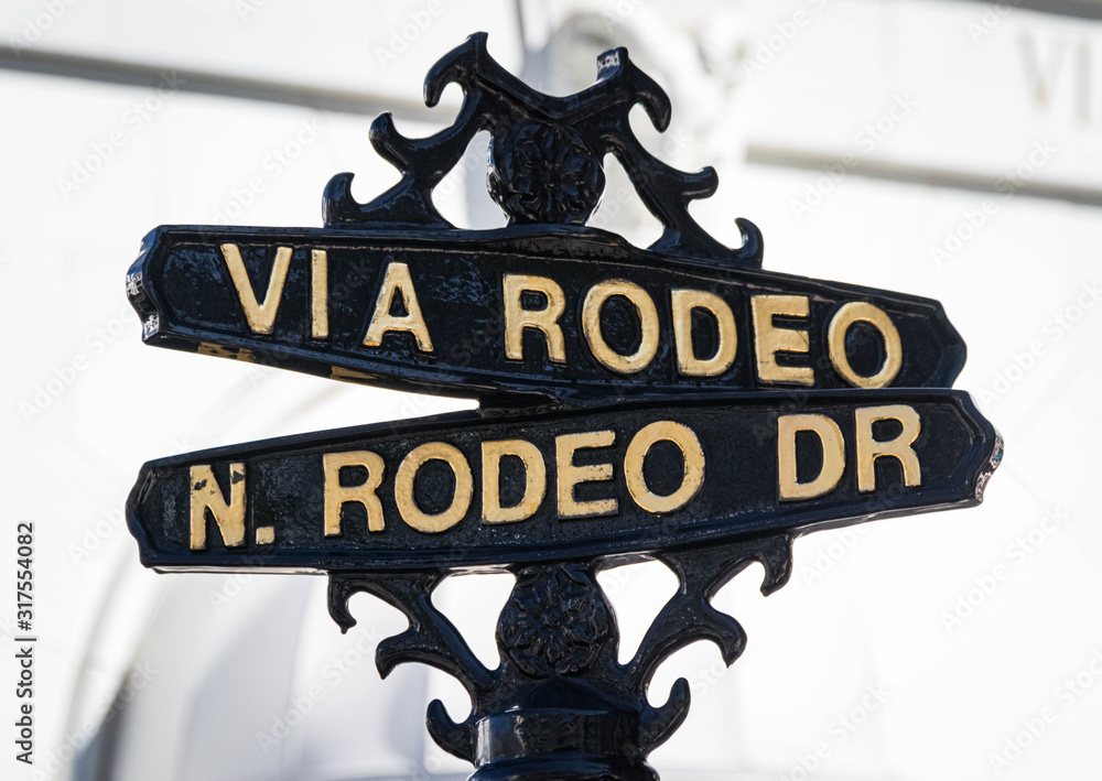 Rodeo Drive road sign, Hollywood, Los Angeles, California Stock Photo ...