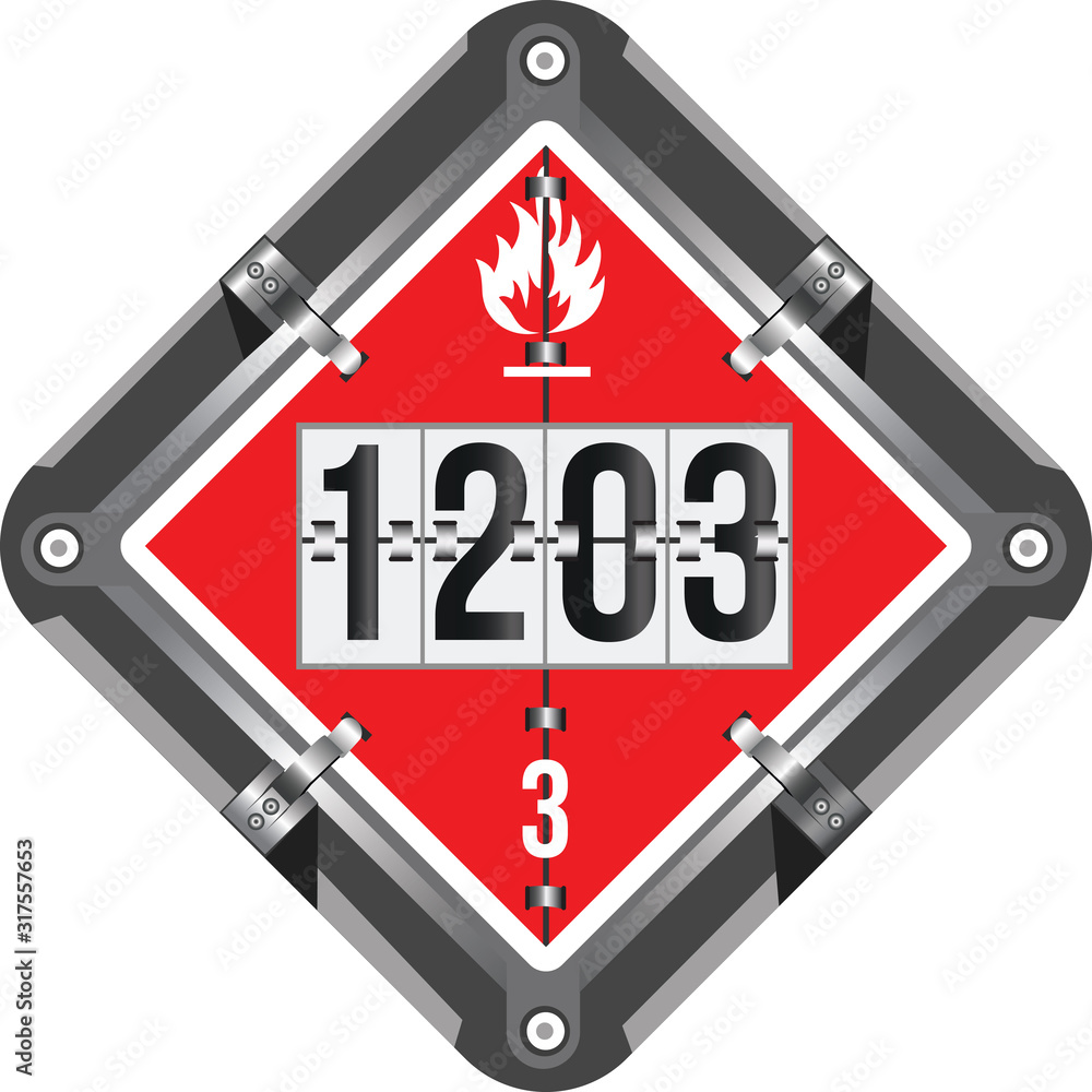 Labeling of dangerous goods. Class 3 flammable liquids. ADR. Stock ...