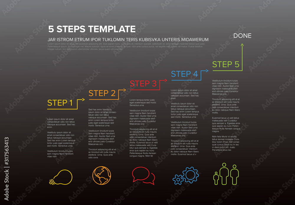 5 Step Sequence Infographic Layout Stock Template | Adobe Stock