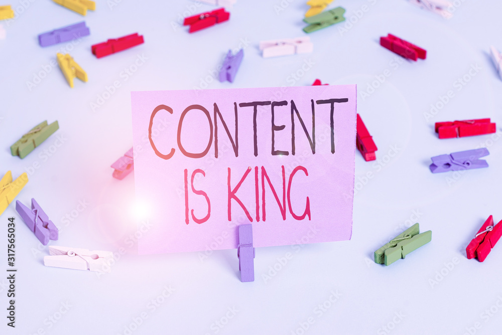 Handwriting text writing Content Is King. Conceptual photo believe that ...