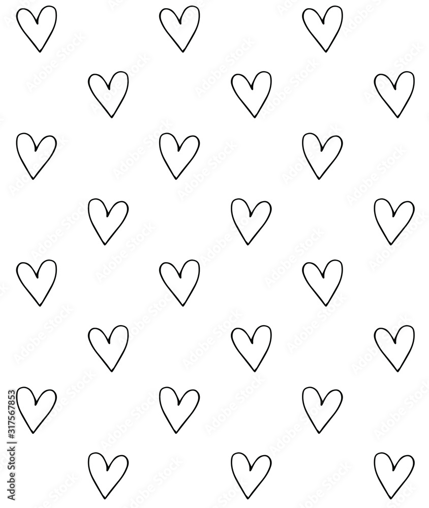 Vector seamless pattern of black outline hand drawn doodle sketch ...
