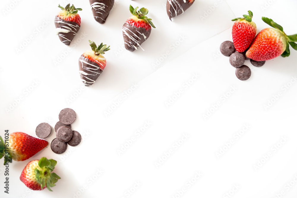 Chocolate Covered Strawberry Background with White Space Stock Photo ...