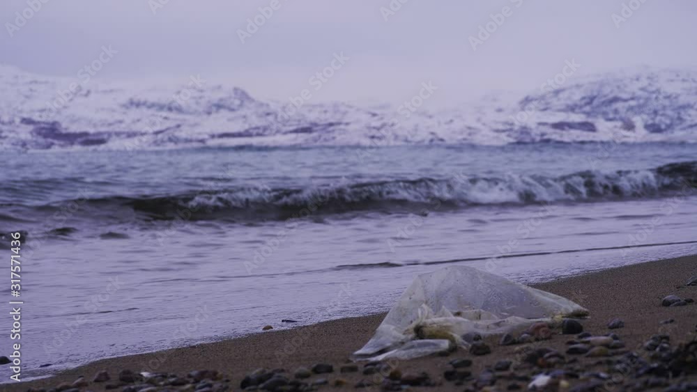 Arctic ocean pollution concept. Plastic pollution trash on the ocean ...