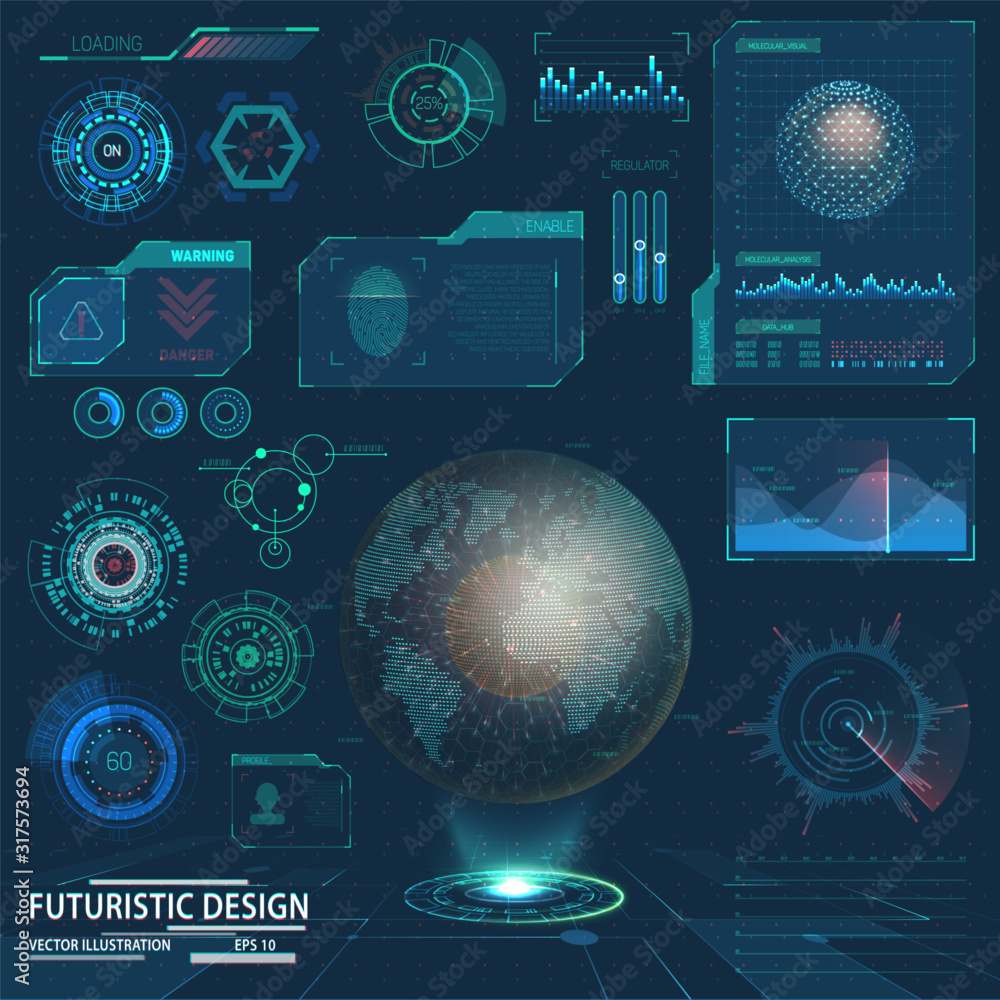future hud elements or interface for futuristic UI Stock Vector | Adobe ...