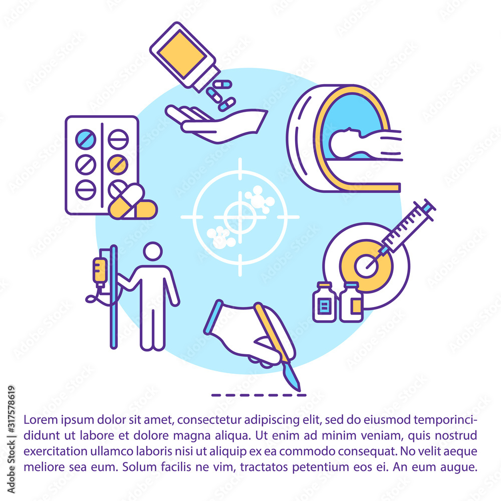 Cancer treatment concept icon with text. Chemotherapy and surgery. PPT ...