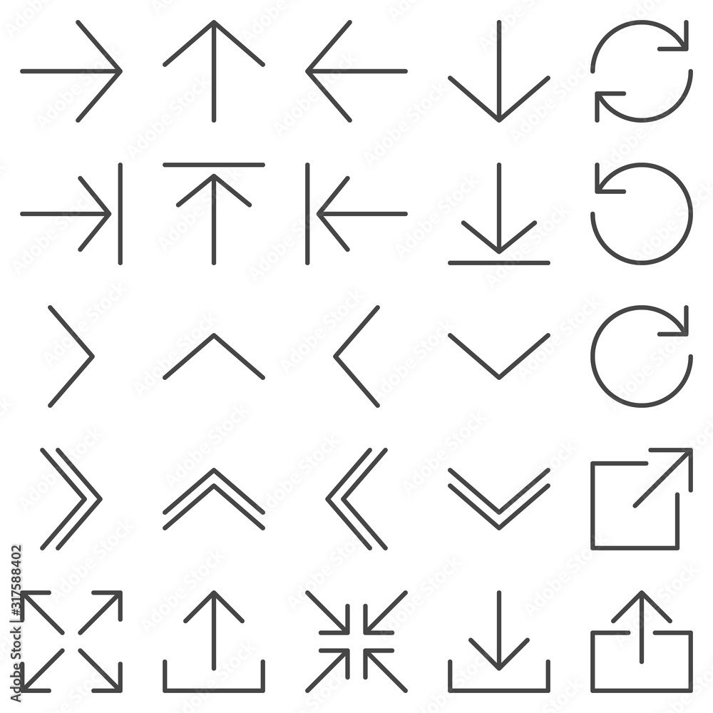 Line arrow icon set. Vector illustrations isolated on white background ...