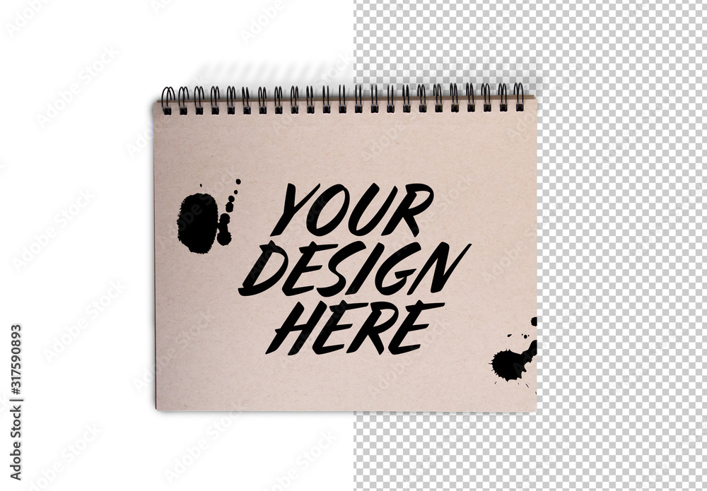 Kraft Wiro Notebook A4 Top View Mockup Stock Template | Adobe Stock
