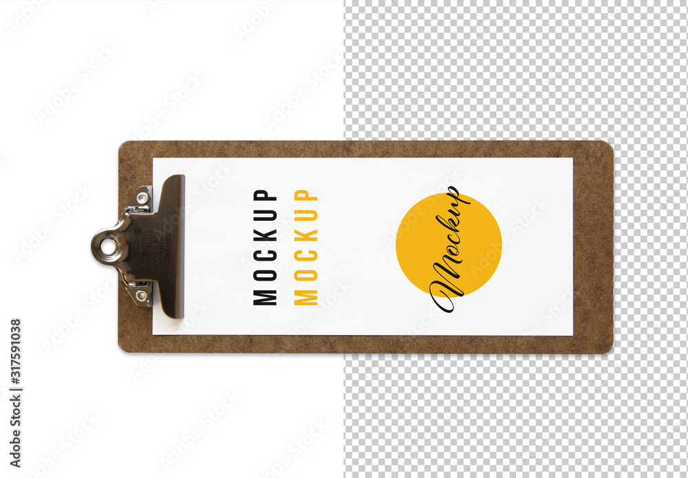 Long Wooden Menu Clipboard Top View Mockup Stock Template | Adobe Stock