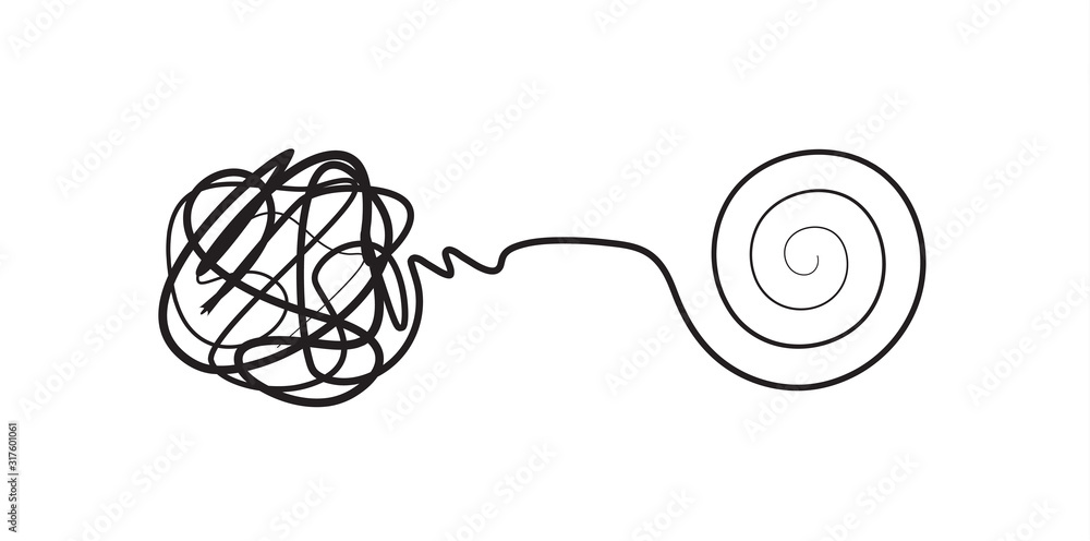 Complex lines knot simplified into simple spiral, complex problem ...