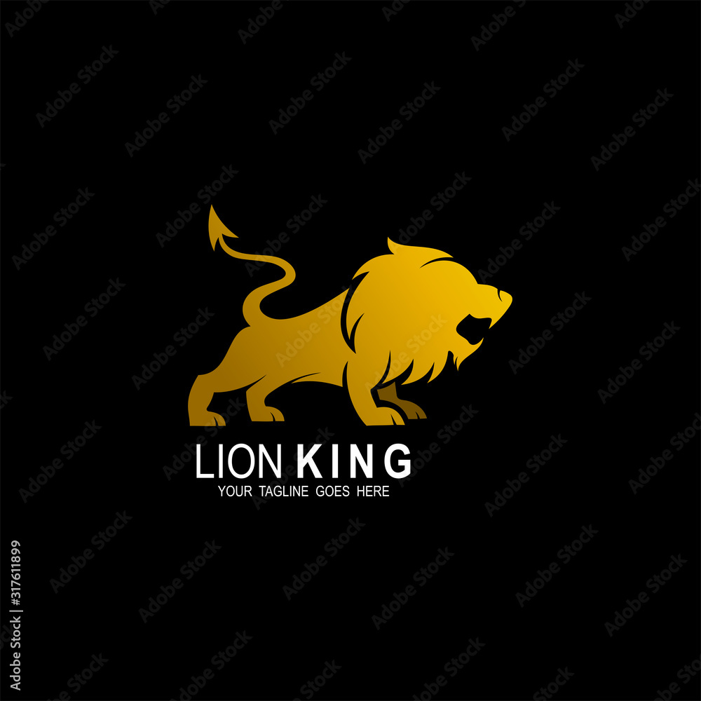 Lion logo illustration, Gold lion head icon design vector, King of the ...