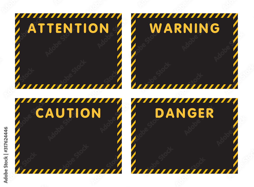 Attention, danger, caution, warning sign. Risk vector. Hazard ...