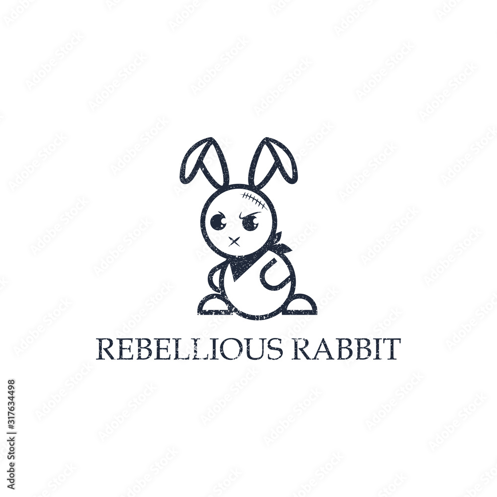 Vetor de bad rabbit logo vector, cowboy rabbit vector illustration can ...