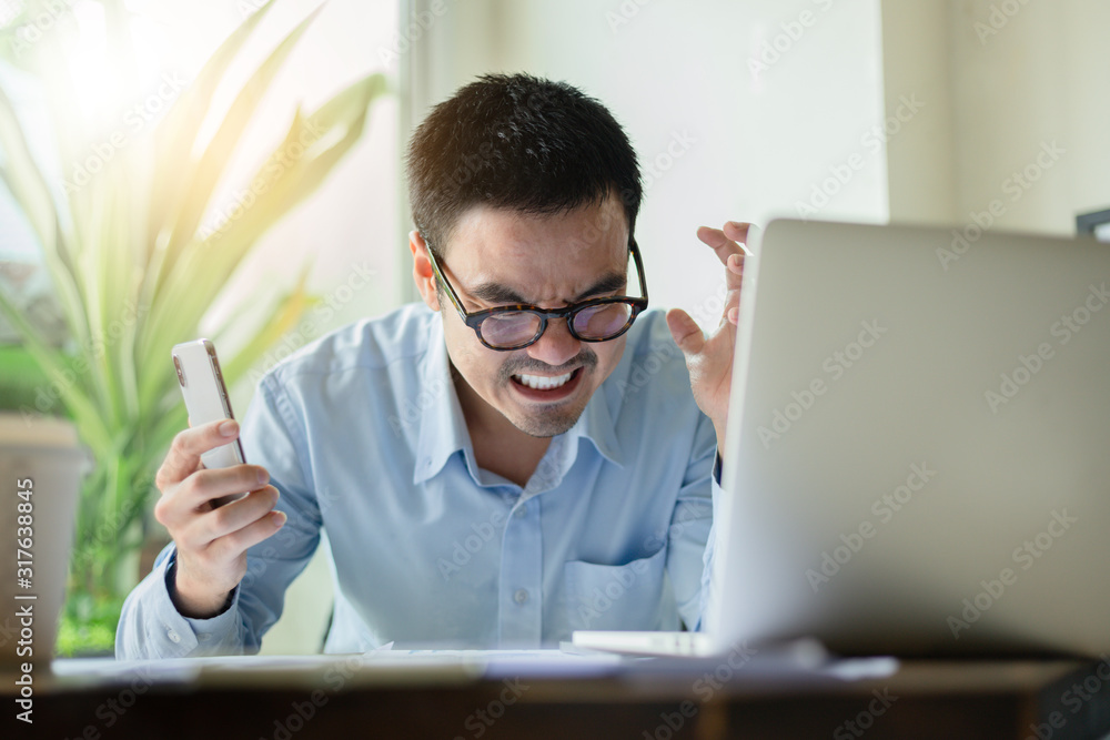serious people frustrated exhausted work stress concept.asian man ...